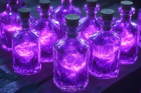Glass Bottles On Table Premium Ai Generated Image