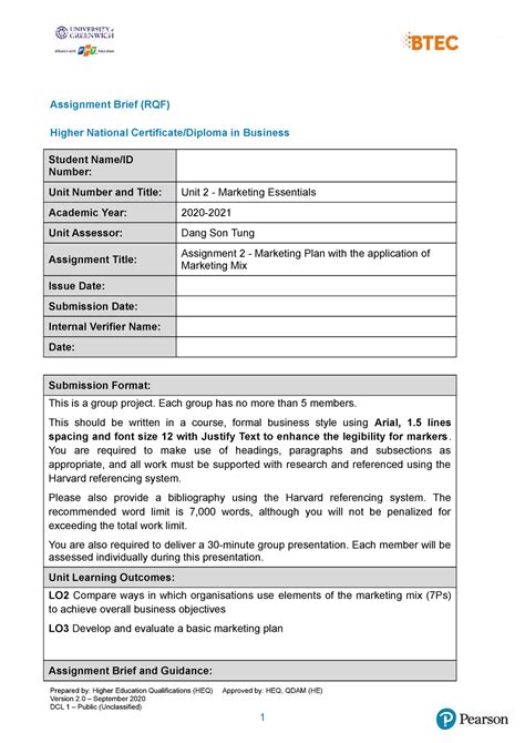Unit 2 486 Mktess Asm2 2021 Assignment Brief Rqf Higher National