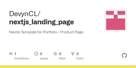 Github Devynclnextjslandingpage Nextjs Template For Portfolio Product Page
