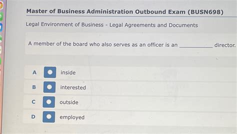 Solved Master Of Business Administration Outbound Exam