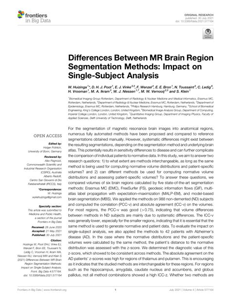 Pdf Differences Between Mr Brain Region Segmentation Methods Impact