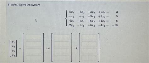 Solved 1 Point Solve The System X1 X2 X3 X4 4 S 5x1 X1