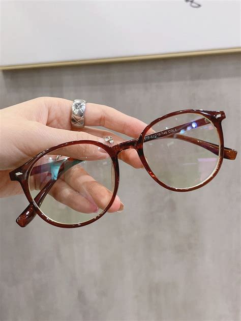 1pair Women Ombre Round Frame Casual Eyeglasses For Daily Life Trong