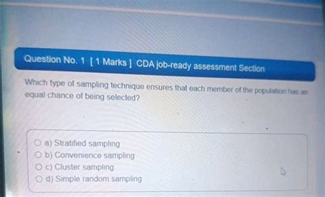 Question No 1 1 Marks CDA Job Ready StudyX