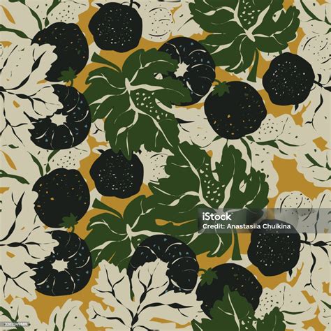 무화과 가지 양식화된 잎 및 과일을 특징으로 하는 원활한 패턴입니다 예술적 디테일이 돋보이는 우아한 식물 장식 직물 포장 벽지 및 디자인 프로젝트에 적합합니다 0명에 대한