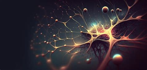 Premium AI Image Generative AI Conceptual Illustration Of Neuron Cells With Glowing Link Knots