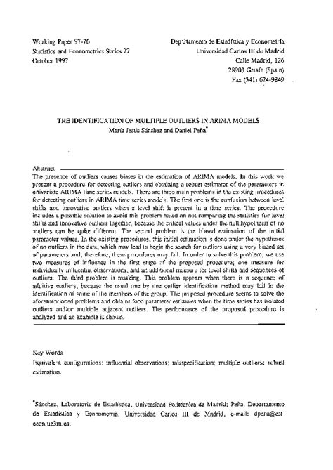 pdf the identification of multiple outliers in arima models