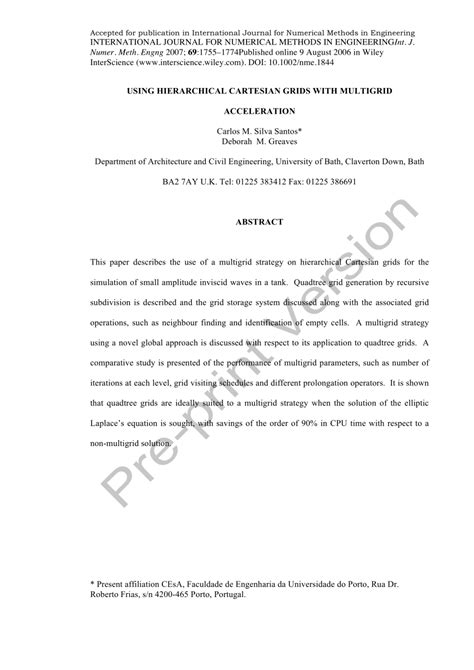 Pdf Using Hierarchical Cartesian Grids With Multigrid Acceleration