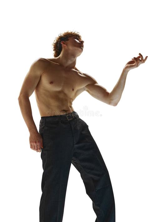 Semi Nude Athletic Young And Stylish Modern Ballet Dancer Posing In
