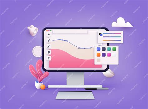 Premium Vector Computer Display With Vector Design Program 3d Web Vector Illustrations