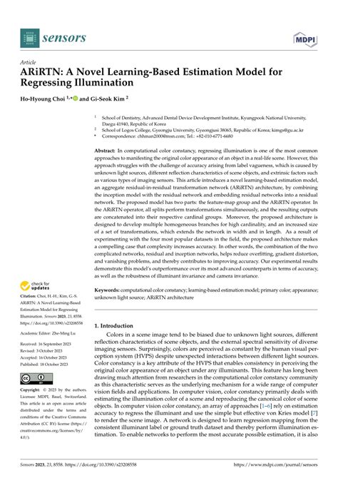 Pdf Arirtn A Novel Learning Based Estimation Model For Regressing Illumination