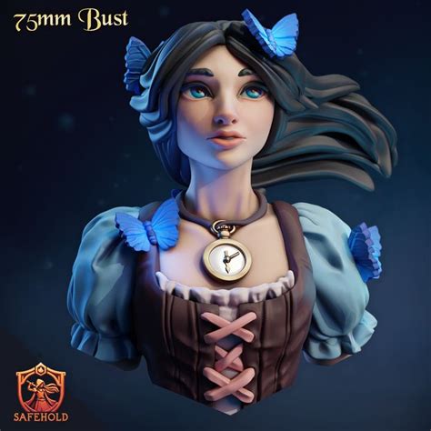 3d Printable Butterfly Girl Bust By Safehold