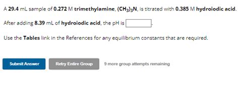 Solved A 29 4 ML Sample Of 0 272M Trimethylamine CH3 3 N Chegg