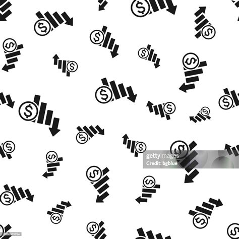Dollar Rate Decrease Seamless Pattern Icons On White Background High