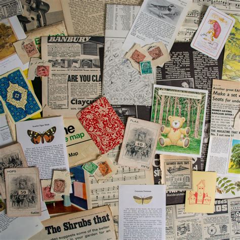 100 Genuine British Vintage Paper And Ephemera Pack Collage Pack Junk