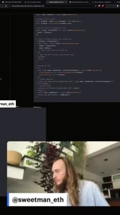 codingtutorial fileupload arweave webdevelopment programming… sweetman eth