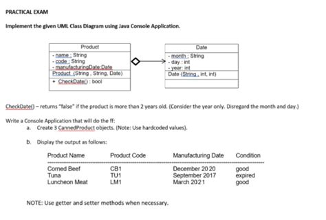 Solved PRACTICAL EXAM Implement The Given UML Class Diagram Chegg