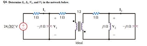 solved q4 determine i1 i2 v1 and v2 in the network below