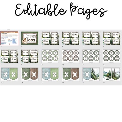 Editable Classroom Job Chart Template Nature Classroom Decor Theme