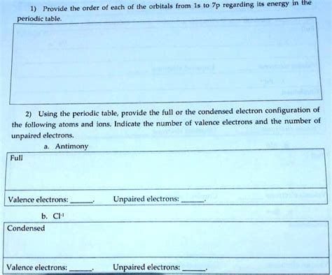 SOLVED Provide The Order Of Each Of The Orbitals From Is To P Regarding Its Energy In The