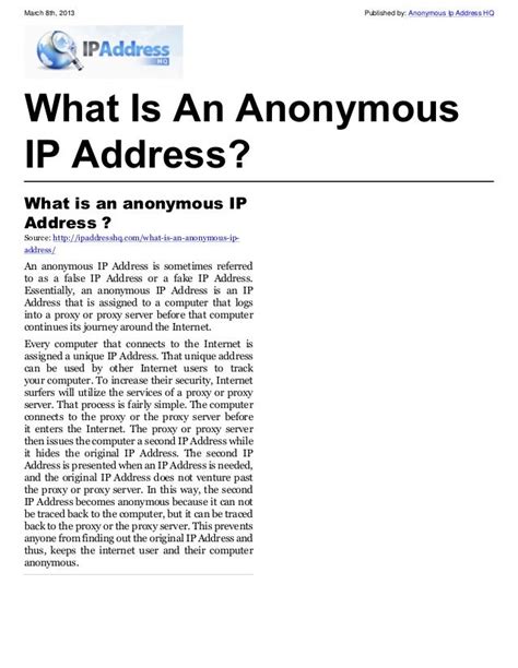 What Is An Anonymous Ip Address