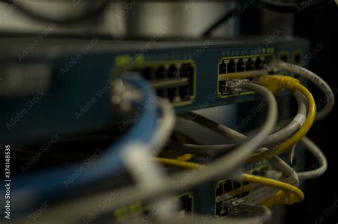 Closed Data Center Internet Provider Cable And Switch Connections High Speed Internet Network
