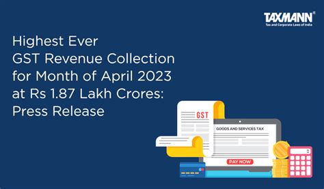 Highest Ever Gst Revenue Collection For Month Of April 2023 At Rs 187