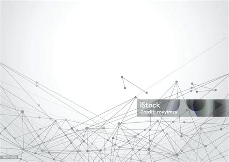 추상적인 미래의 낮은 폴 리 구조 점 들과 흰색 배경에서 선 연결 벡터 일러스트 레이 션 0명에 대한 스톡 벡터 아트 및 기타