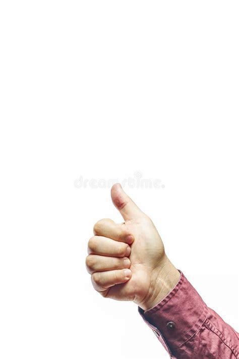 Mano Mostrando El Signo Del Pulgar Hacia Arriba Contra El Fondo Blanco