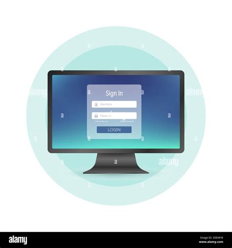 Login Page On Computer Screen Pc And Online Login Form Sign In Page