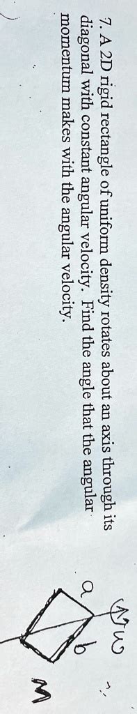 A 2d Rigid Rectangle Of Uniform Density Rotates About An Axis Through Its Diagonal With Constant
