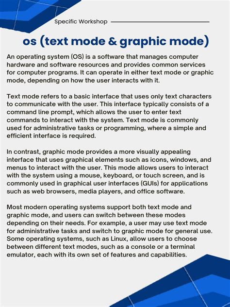 Os (Text Mode & Graphic Mode) : Specific Workshop | PDF | Graphical User Interfaces | Operating ...