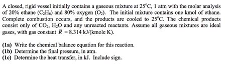 Solved A Closed Rigid Vessel Initially Contains A Gaseous