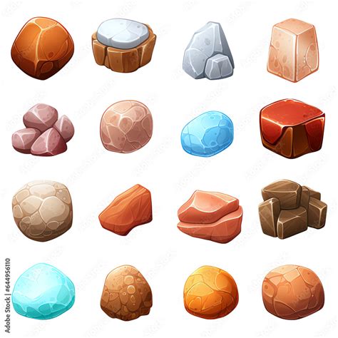 Sprite Sheet Illustration Gems And Rocks In Different Shapes And Colors