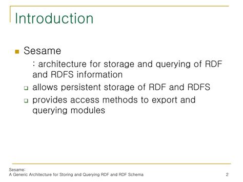 Ppt Sesame A Generic Architecture For Storing And Querying Rdf And
