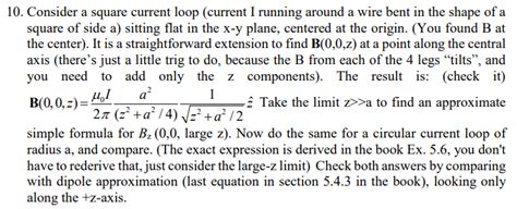 solved 10 consider a square current loop current i running