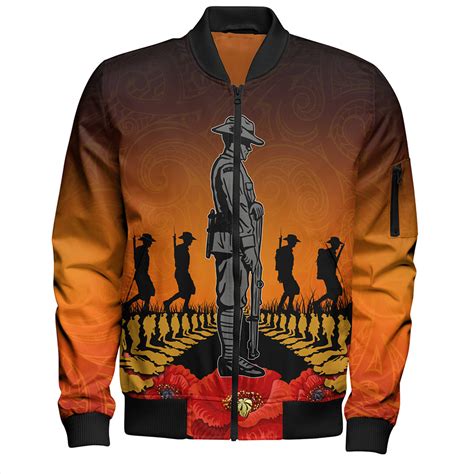 New Zealand Bomber Jacket Anzac Day Lest We Forget Silver Fern