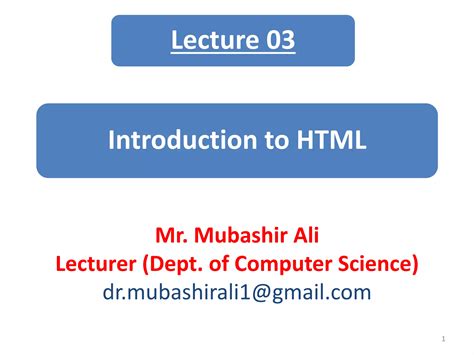Lecture 3 Introduction To Html Basic Structure And Block Building Pdf