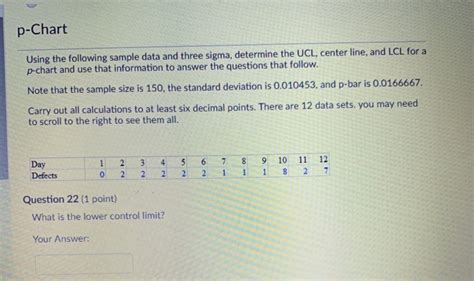 Solved P Chart Using The Following Sample Data And Three Chegg Com