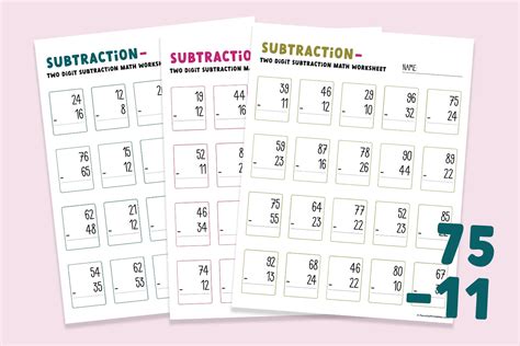 Free Printable Double Digit Subtraction Worksheet Favorite Printables