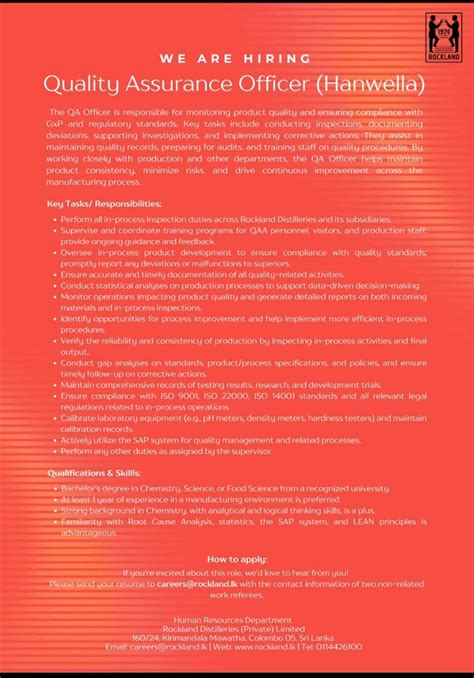 Qa Executive Officer Jobseeker Lk