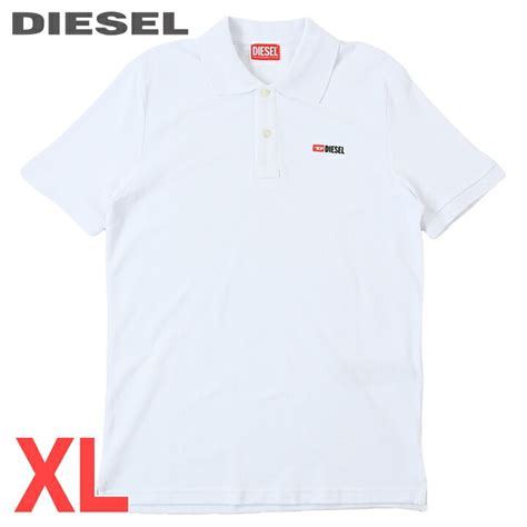 【楽天市場】 Diesel ディーゼル メンズ ワンポイントロゴ ベーシックデザイン 鹿の子 コットン 半袖ポロシャツ【t Smith Div】【サイズxl】【ホワイト】die M T F4