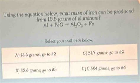 Solved Using The Equation Below What Mass Of Iron Can Be Produced