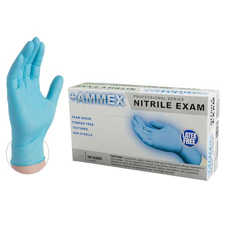 Ammex Blue Nitrile Exam Powder Free Disposable Gloves 100 Count