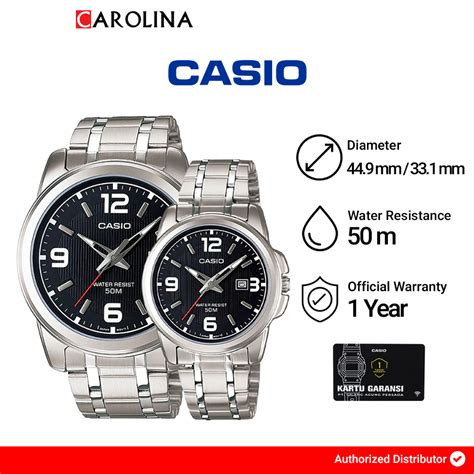 Jual Jam Tangan Couple Casio Mtp 1314d 1a Ltp 1314d 1a Enticer Black Dial Stainless Steel Band