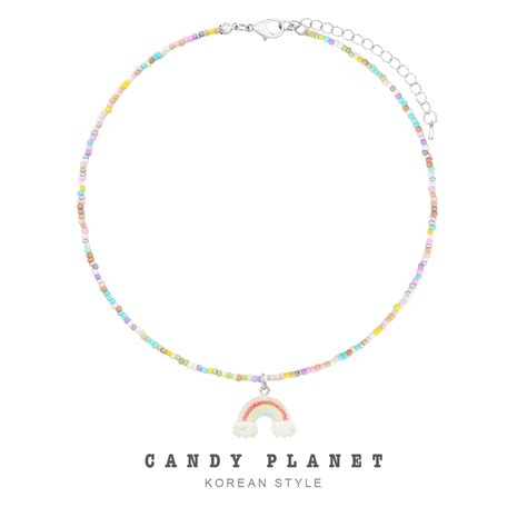 Decora Kei Rainbow Beaded Necklace Cute Cartoon Jewelry Candy Planet