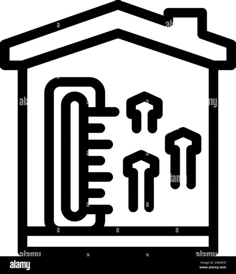 Black And White Icon Depicting Smart Home Temperature Regulation With
