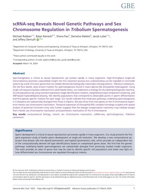 Pdf Scrna Seq Reveals Novel Genetic Pathways And Sex Chromosome Regulation In Tribolium