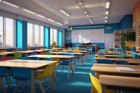 classroom with flexible learning spaces premium ai generated image