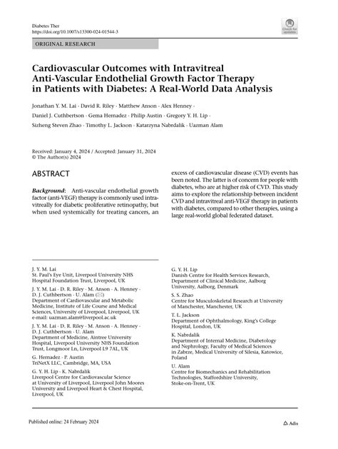 Pdf Cardiovascular Outcomes With Intravitreal Anti Vascular Endothelial Growth Factor Therapy
